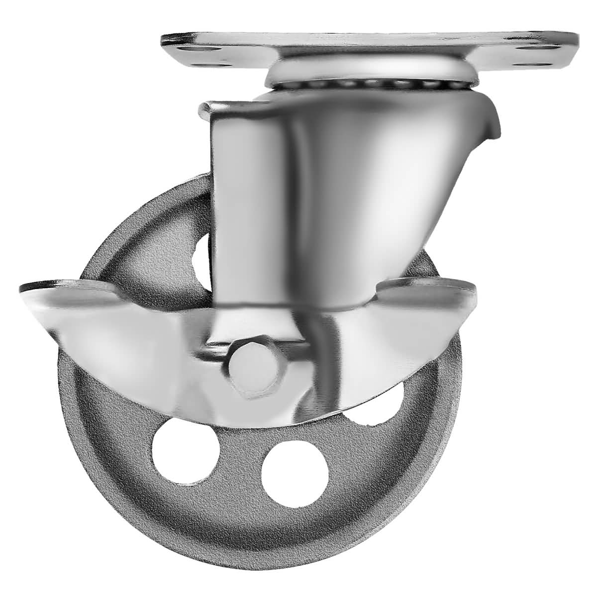 4 Pack 3.5 Inch All Grey Metal Swivel Wheel With Brake - Factor Duty