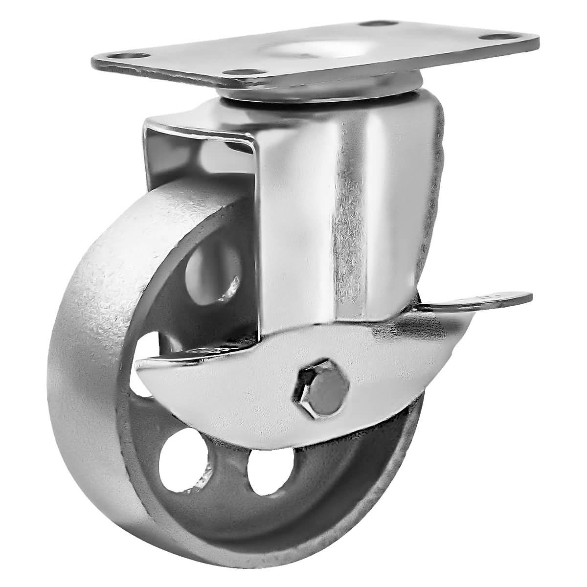 4 Pack 3 Inch All Grey Metal Swivel Wheel With Brake - Factor Duty