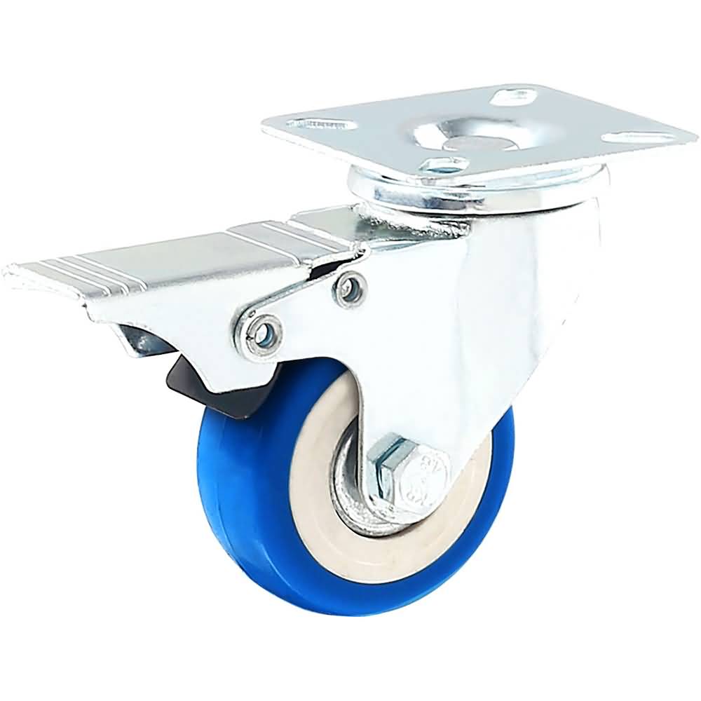 24 Pack 2 inch Blue PU Swivel Caster With Brake - Factor Duty