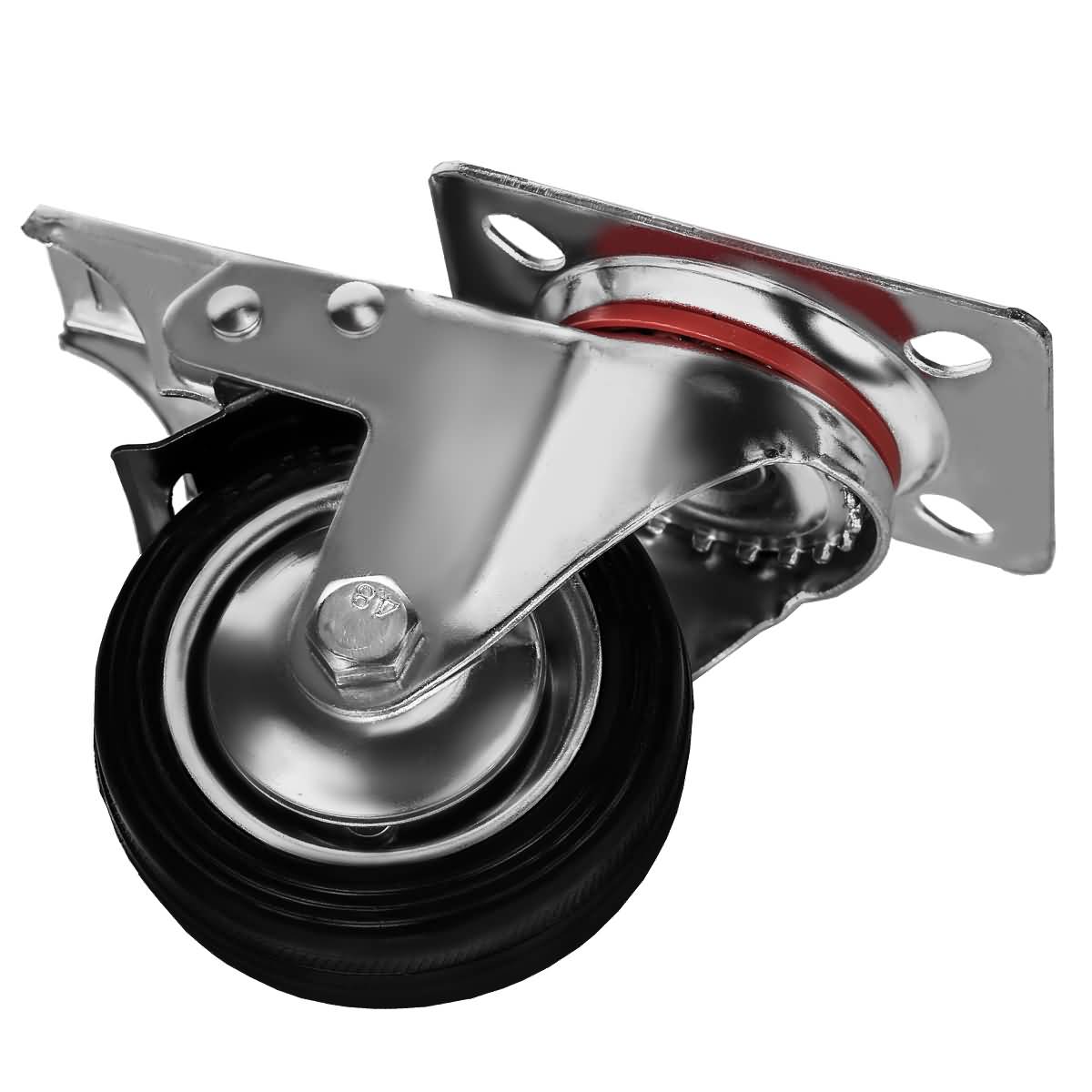 12 Pack 3 Inch Rubber Base Swivel Caster Wheels With Brake - Factor Duty