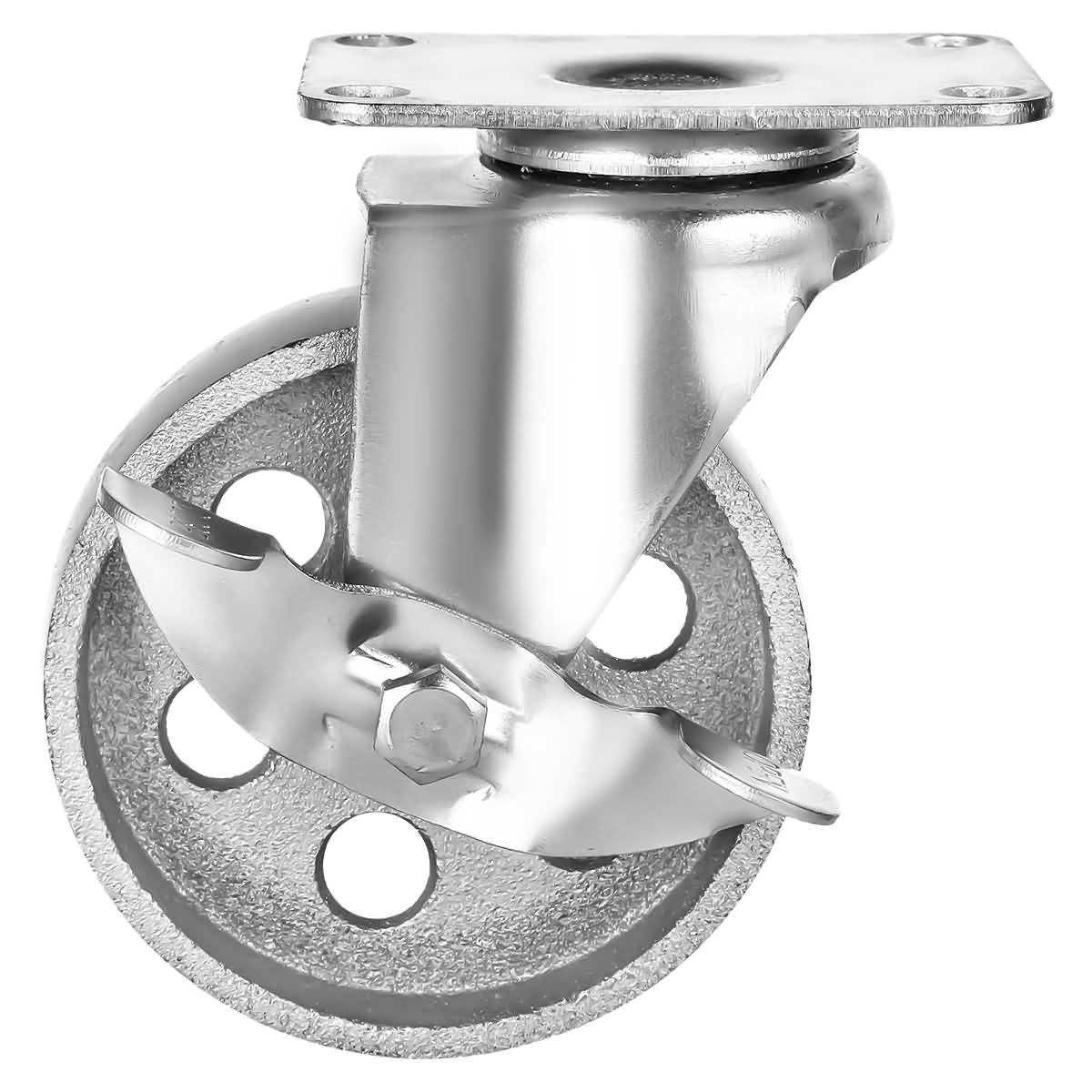 4 Pack 4 Inch All Grey Metal Swivel Wheel With Brake - Factor Duty