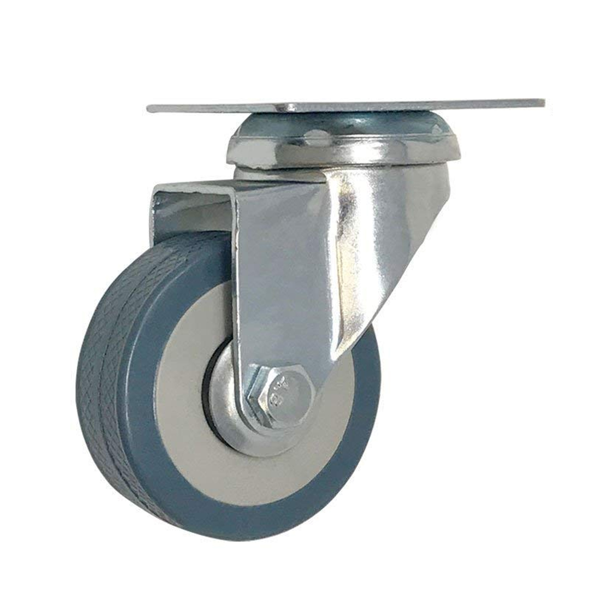 4 Pack 3 Inch Grey Rubber Swivel Wheel Caster No Brake - Factor Duty
