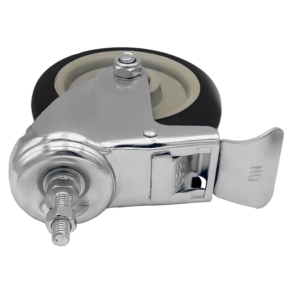 4 Pack 5 inch Black PU Swivel Stem Caster With Front Brake - Factor Duty