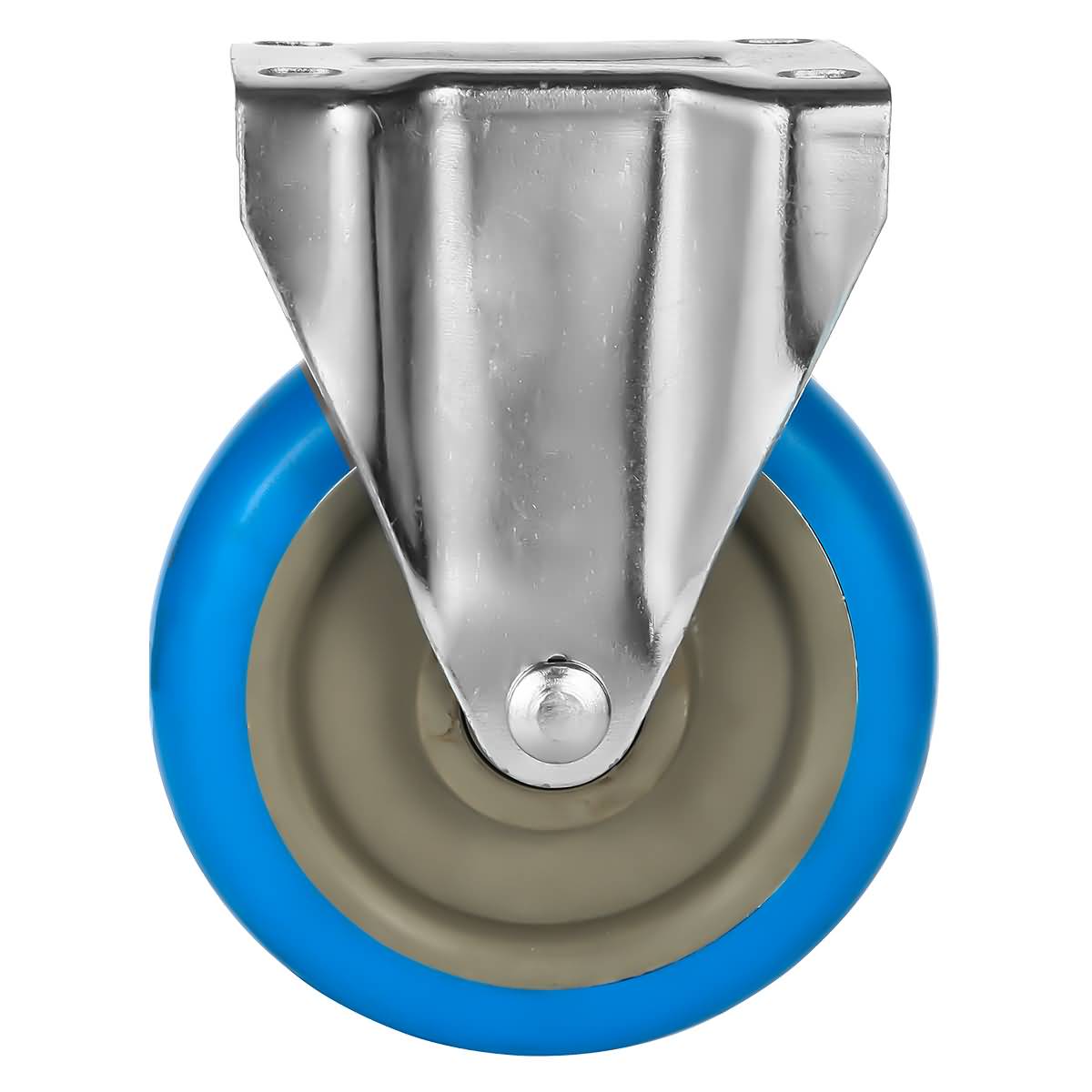4 pack 5 inch Blue PU Non Swivel Fixed Rigid Caster with Hardware ...