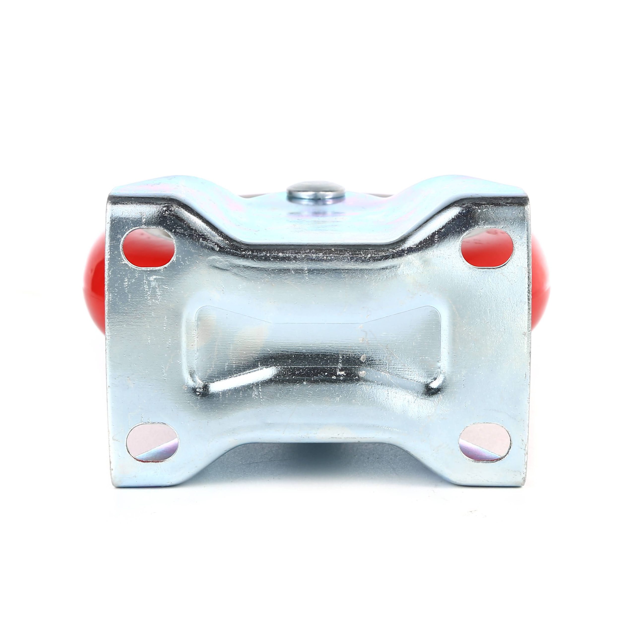 4 Pack 5 inch Red PU Non Swivel Fixed Rigid Caster - Factor Duty