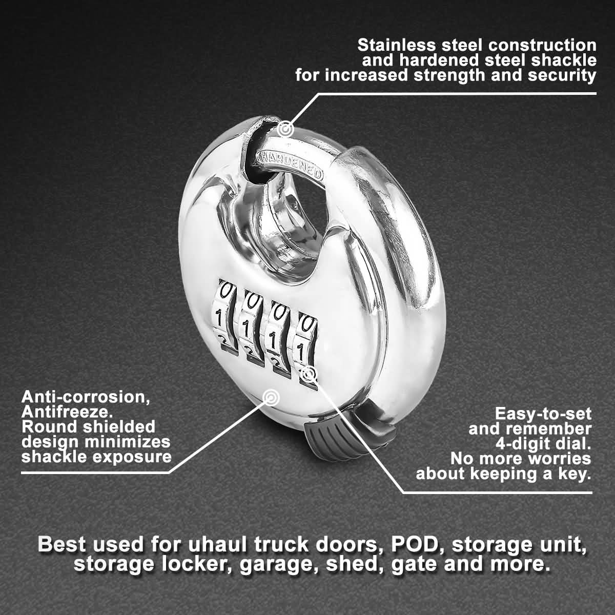 24 Pieces Combination 4 Digit DISC PADLOCK Heavy Duty Stainless Steel ...